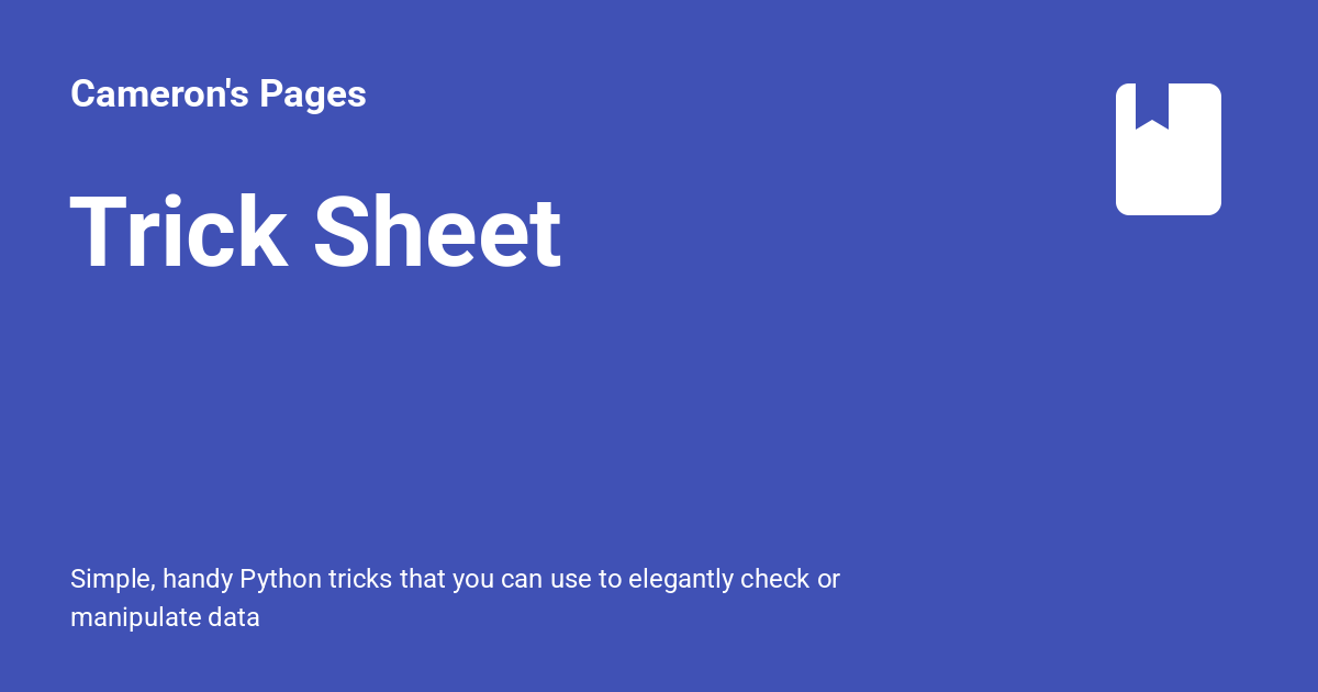 Trick Sheet - Cameron's Pages